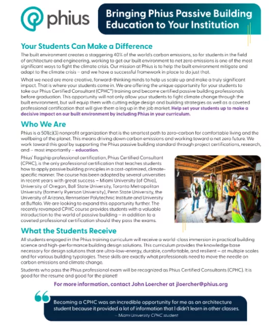 Bringing Phius to Your College or University | Phius Bringing Phius to ...